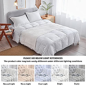 Lunarose Throw Blanket for Couch,Soft Cozy Knit Blanket,Lightweight Decorative Throw for Sofa Chair Bed Travel and Living Room-All Seasons Suitable (50"x60", White-Wave)