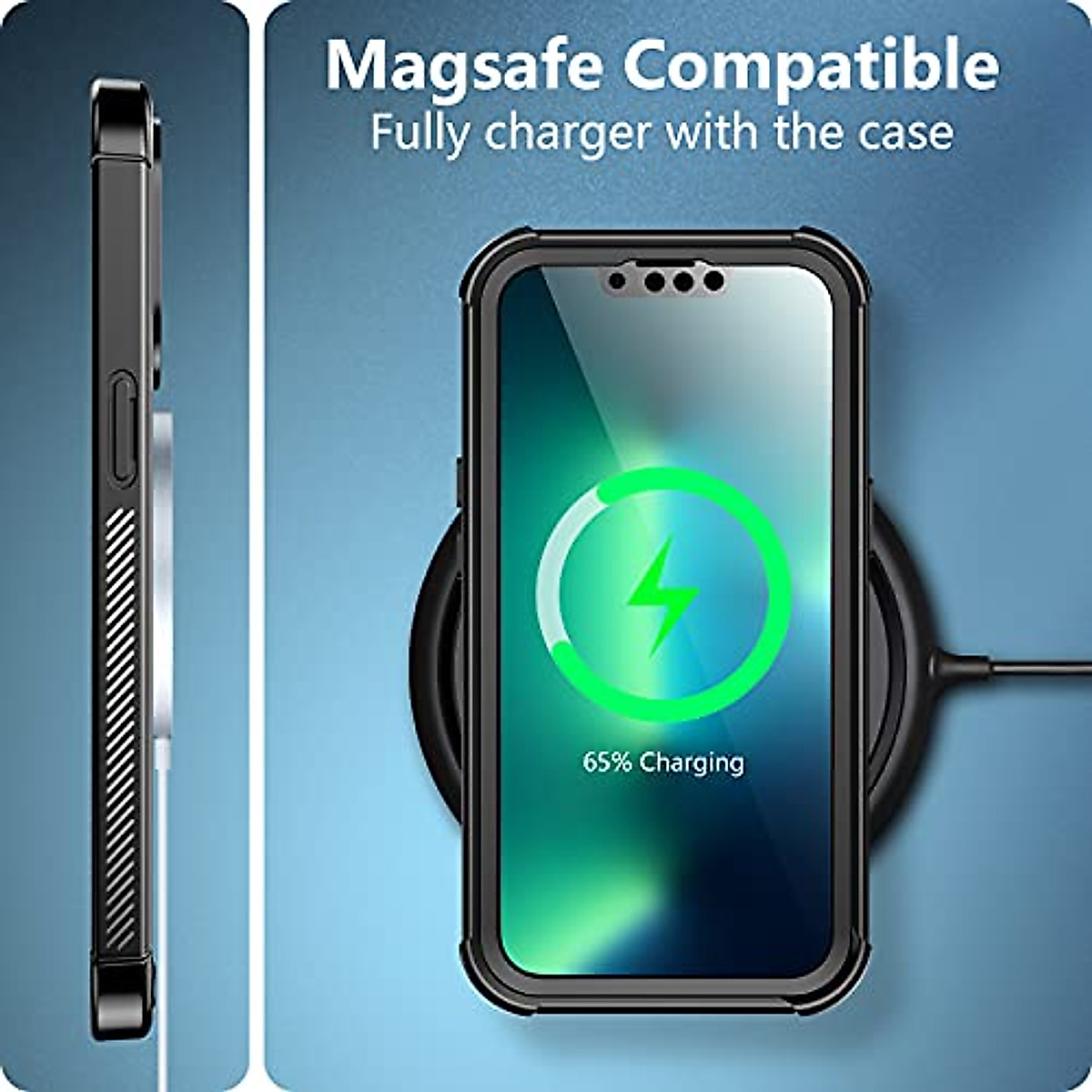 Red2Fire for iPhone 13 Pro Max Case, [360 Full Body] [with Built-in Screen Protector] [Heavy Duty Protection] 12 FT Dropproof Shockproof Dust-Proof Bumper Phone Case for iPhone 13 Pro Max 6.7" Black