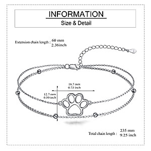 ONEFINITY Paw Print Bracelet 925 Sterling Silver Pet Dog Cat Paw Layered Bracelet Pet Jewelry Gifts for Women