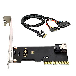 NFHK PCI-E 3.0 4.0 to SFF-8654 Slimline SAS Card Adapter and U.2 U2 SFF-8639 NVME PCIe SSD Cable for Mainboard SSD
