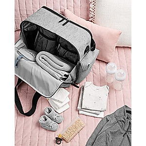 Skip Hop Diaper Bag: Iconic Duo Weekender, Extra Large Capacity with Changing Pad & Stroller Attachment, Grey Melange