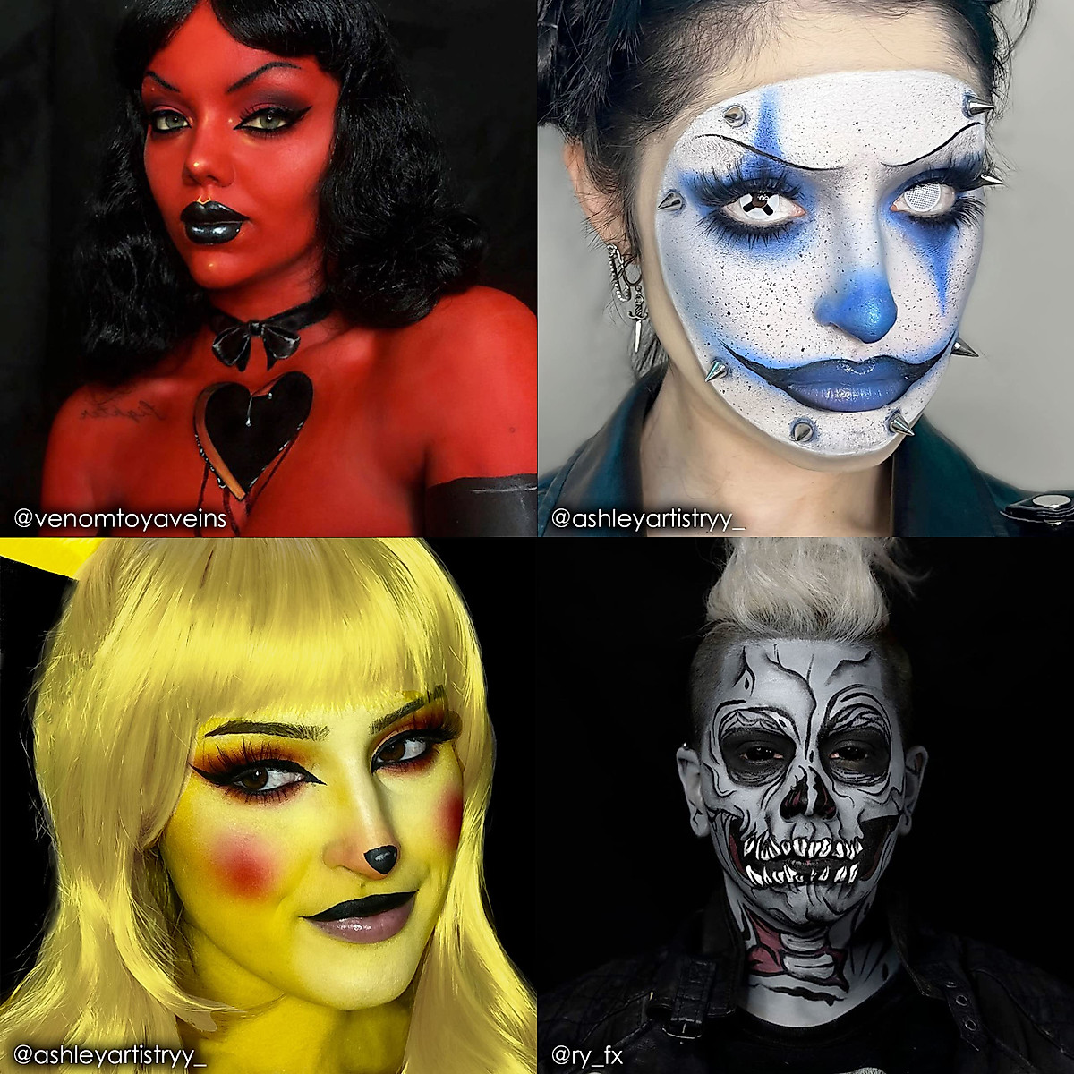 Mehron Makeup Fantasy FX Cream Makeup | Water Based Halloween Makeup | Face Paint & Body Paint For Adults 1 fl oz (30ml) (5 Pack Set Black, Red, Yellow, Blue, & White)