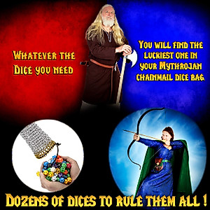 Mythrojan Chainmail DnD Dice Bag Drawstring Medieval Role Playing LARP Dice Pouch