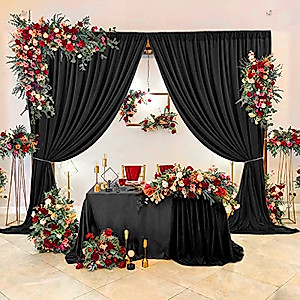 10x10 Black Backdrop Curtain for Parties Wrinkle Free Black Photo Curtains Backdrop Drapes Fabric Decoration for Birthday Party Wedding 5ft x 10ft,2 Panels