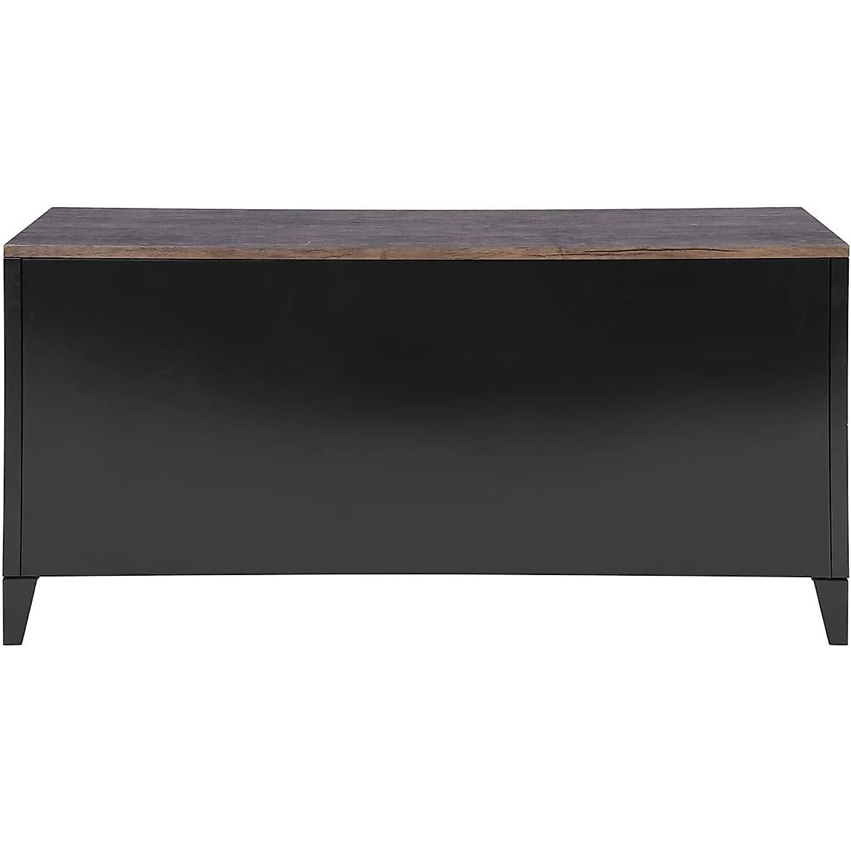 FurnitureR Office File Storage Console Cupboard Metal Cabinet 3 Door Cupboard Locker Organizer with Walnut MDF Top Black Metal Frame