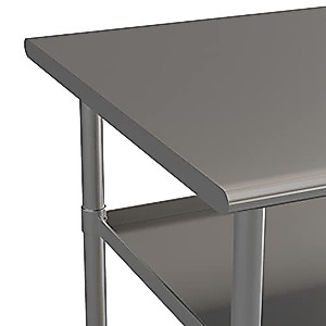 Flash Furniture Stainless Steel 18 Gauge Work Table with 2 Undershelves - 72" W x 30" D x 34.5" H, NSF