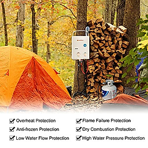 Camplux Tankless Water Heater, 1.32 GPM Portable Propane Outdoor Camping Water Heater, 5L, AY132, White
