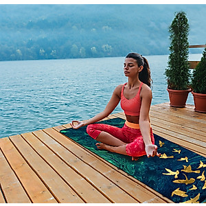 nuveti Printed Travel Yoga Mat-1/16 Inch Thick Non Slip Fitness Workout Mat with Carrying Bag, Foldable Lightweight Suede & Natural Rubber Yoga Mat for Yoga Pilates and Fitness 72" L x 24" W x 1.5mm