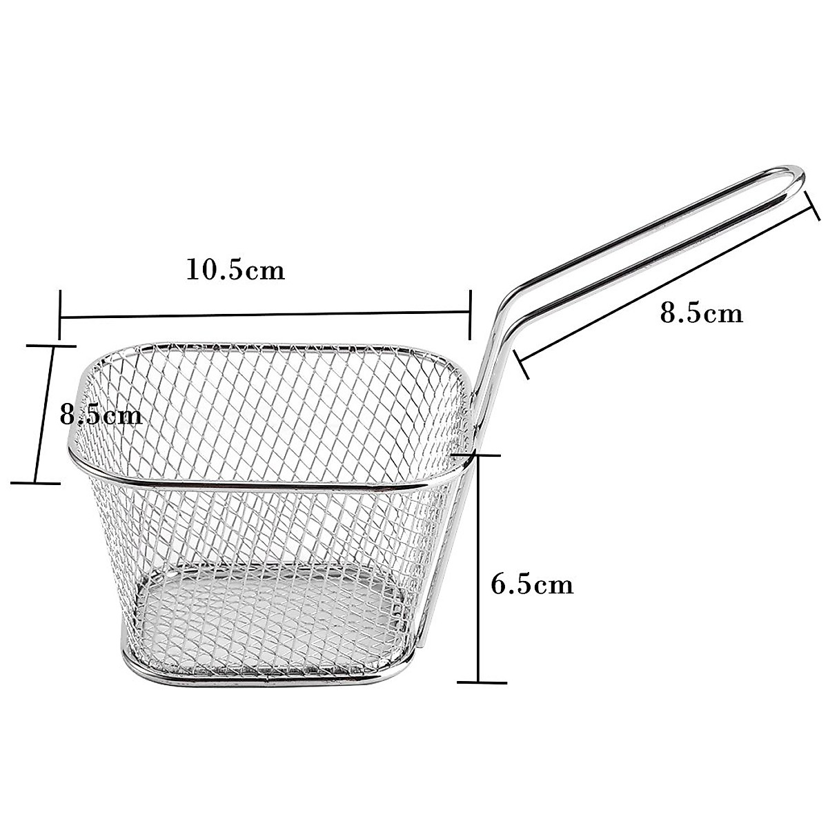 8Pcs Fry Basket, Mini Stainless Steel Chips Deep Fry Baskets with Handle French Fries Cooking Tool Food Presentation Strainer for Cooking, Boiling, or Deep Frying Foods (4.1 * 3.3 * 2.6inch)