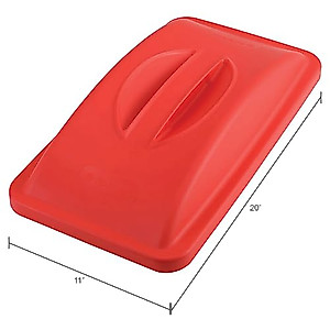 Global Industrial Solid Lid w/Handle for 23 Gallon Slim Trash Can, Red