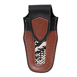 MUZZIOU Leather Portable Folding Knife Sheath With Belt Ring, Flip Cover Pocket Knife Holster with Inner Diameter Length 4.5” for Small Tool Men Fashion Gift