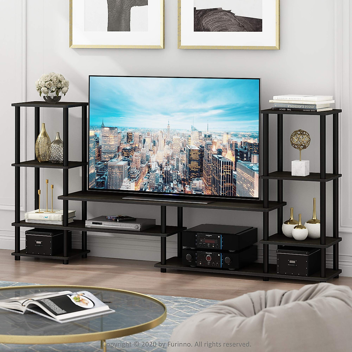 FURINNO Turn-N-Tube Grand Entertainment Center, Espresso/Black