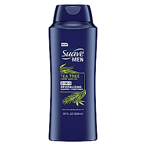 Suave Men 2 in 1 Refreshing Shampoo and Conditioner Tea Tree Hemp Seed To Revitalize and Refresh Hair 28 oz