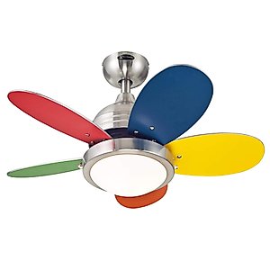 Westinghouse 7223600 Roundabout Indoor Ceiling Fan with Light, 30 Inch, Brushed Nickel