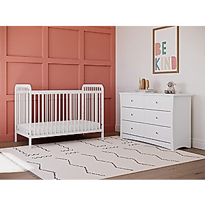Storkcraft Crescent 6 Drawer Double Dresser (White) – Dresser for Kids Bedroom, Nursery Dresser Organizer, Chest of Drawers for Bedroom with 6 Drawers, Universal Design for Children’s Bed