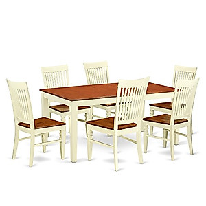 East West Furniture NIWE7-BMK-W Dining Table Set, 7-Piece