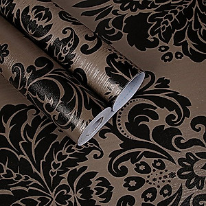 Yifely SimpleLife4U Black Damask Self-Adhesive Shelf Drawer Liner PVC Tabletop Protect Paper 45x300cm