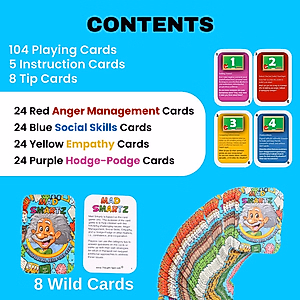 MAD SMARTZ: Social Skills & Anger Management Card Game – Teaches Interpersonal Skills & Emotional Regulation. Autism & ADHD Learning Tool; Educational Therapy Game for Counseling Kids/Teens; CBT Tool