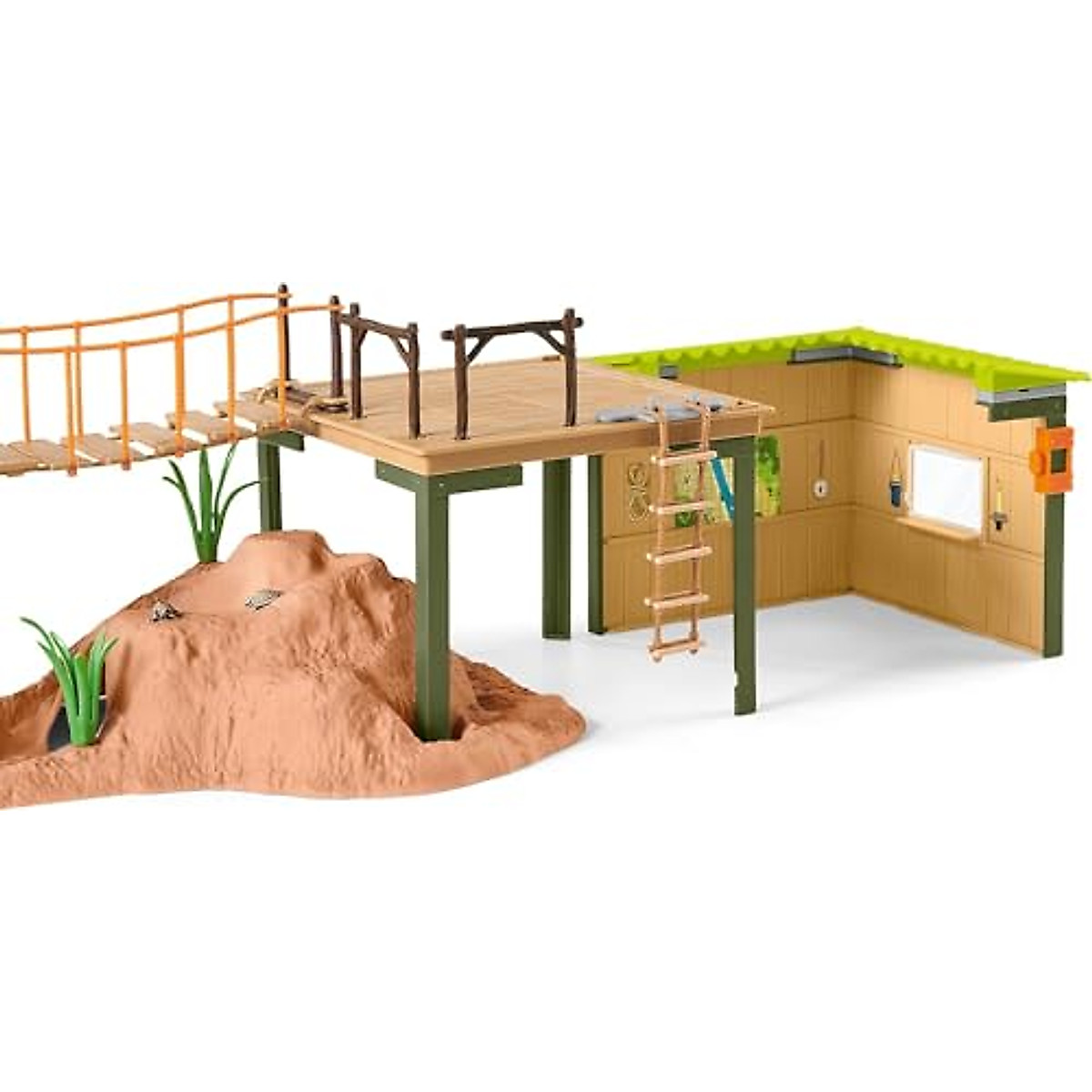 Schleich Wild Safari Ranger Adventure Station Wildlife Action Playset - Safari Animals Tree Toys Playset with Alligator, Panther, Safari Base, Guide Figurine, and More, Gift for Boys and Girls Ages 3+