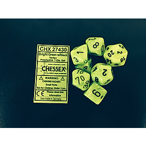 Polyhedral 7-Die Set Bright Green w/black Vortex CHX-27430