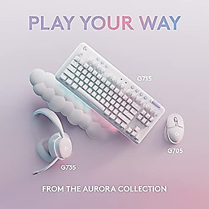 Logitech G713 Wired Mechanical Gaming Keyboard with LIGHTSYNC RGB Lighting, Clicky Switches (GX Blue), and Keyboard Palm Rest, PC/Mac Compatible - White Mist