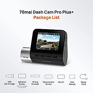 70mai True 2.7K 1944P Ultra Full HD with Optional Rear Dash Cam Pro Plus+ A500S, Sony IMX335,Built in WiFi GPS Smart Dash Camera for Cars, ADAS,2'' IPS LCD Screen, 140° FOV, WDR, Night Vision