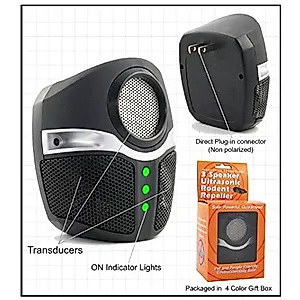 Ultrasonic Rodent Repeller Commercial Triple Speaker Model Repels Rodents, Rats & Mice.