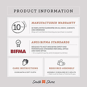 South Shore Helsy 2-Drawer File Cabinet, Lateral, Soft Elm and White