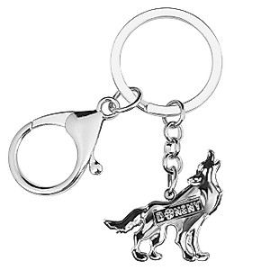 Enamel Alloy Wolf Keychain For Women Girls Animals Keyring Bag Wallet Charms Novelty Gift (Purple),31mm x 33mm
