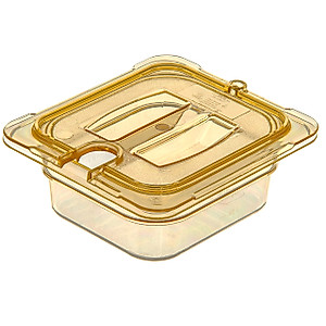 Carlisle FoodService Products 10511U13 StorPlus High Heat Universal Handled Notched Food Pan Lid, Sixth Size, Amber