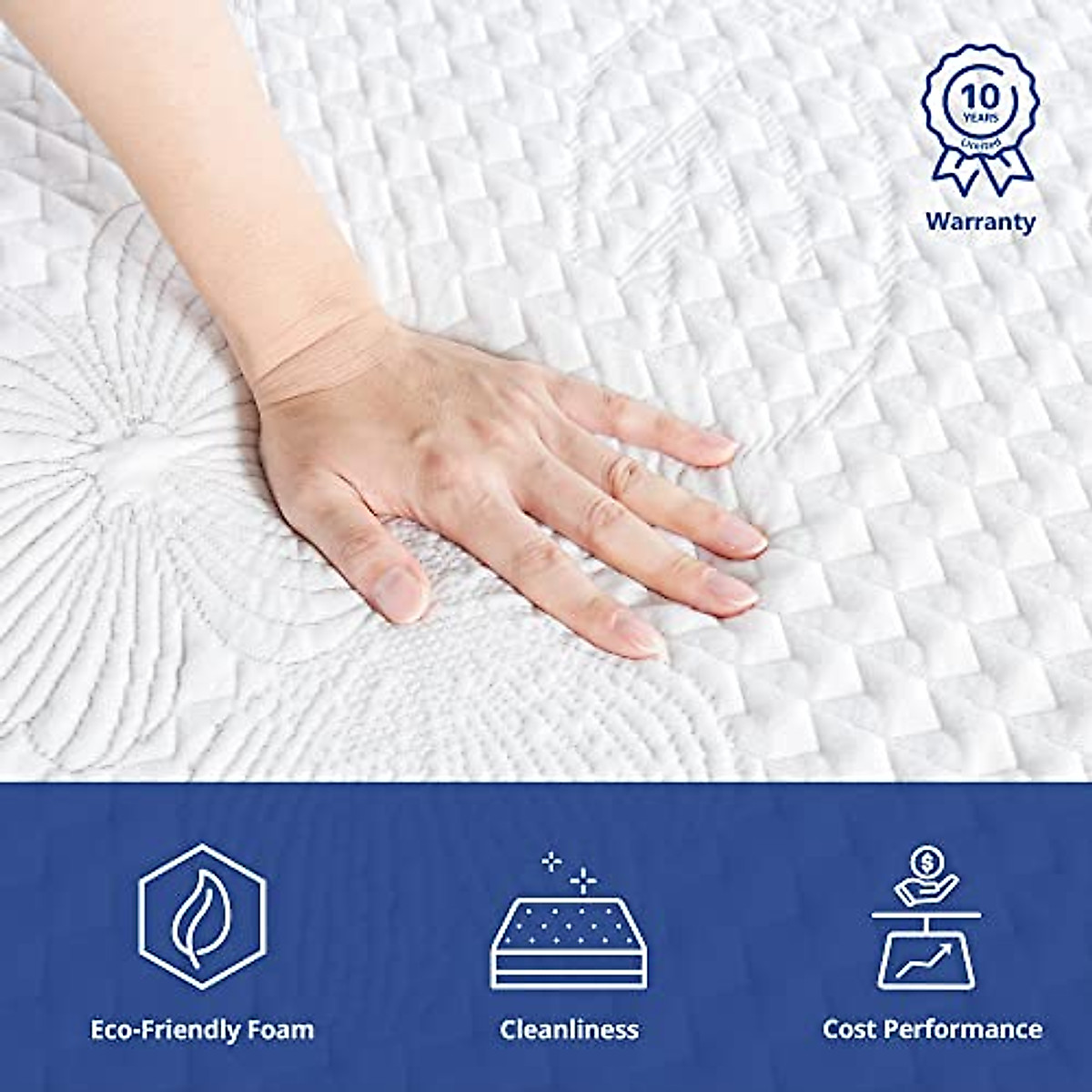 Oleesleep 6 Inch Ventilated Gel Infused Memory Foam Mattress, CertiPUR-US Certified, Blue,Twin
