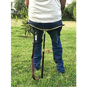 Haza NYC Adjustable Antique Brown Shooting Stick | Very Durable Heavy Duty Big Size Leather Seat Folding Chairs | Polo Fishing Golf Seat Stick | Lightweight Hiking Walking Sticks