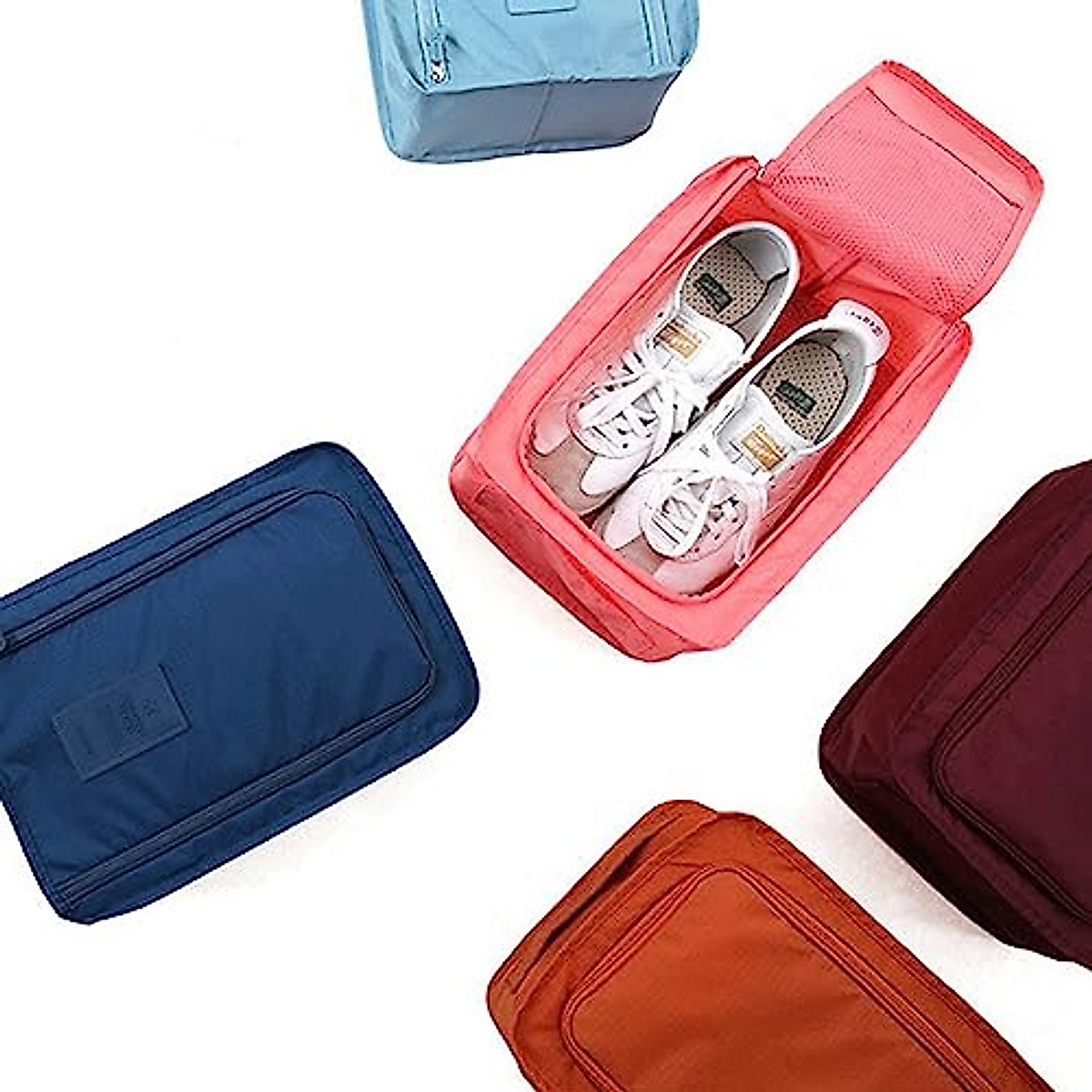Hualibao Travel Shoes Pouch Shoe Bag with Handle Holds 1 Pairs of Shoes, Shoe Packing Cubes for Travel(Orange)