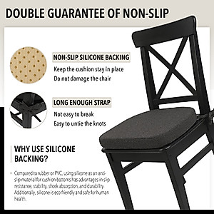 Tromlycs Kitchen Chair Cushions for Dining Pads Set of 4 Room Seat Indoor U Shaped Non Slip with Ties 17 x 16 Inch Black Gray