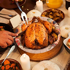 WDF 50Pack Thanksgiving Paper Plates - 10" x 12" Oval Paper Plates Dinner Size Large Disposable Platter Heavy Duty For Happy Thanksgiving Serving Tray Autumn Fall Harvest Party Supply