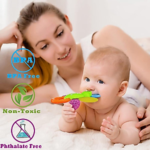 9pcs Baby First Rattle Teether Toy Gift Set with Storage Box for Infant Newborn Baby Boy 0 3 6 9 12 18Month Blue