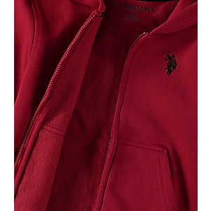 U.S. Polo Assn. Boys' Hooded Zip Fleece Jacket, New Red, 14/16