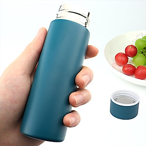 Dxobay Cute Small Water Bottle, 4.4 Fl. Oz, Blue Powder Coated, Mini Slim Flask for Kids, Portable Skinny Purse Water Bottle, Vacuum Insulated Reusable Leak Proof Stainless Steel Hydroflask Thermos
