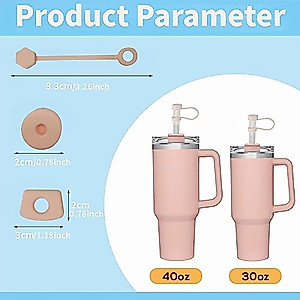 Silicone Spill Stopper Set, Stanley Leakproof Kit Compatible with 1.0/2.0 40oz/ 30oz, Stanley Cup Accessories Including 2 Straw Cover Caps, 2 Square Leak Stoppers, and 2 Round Lid Stopper Plug