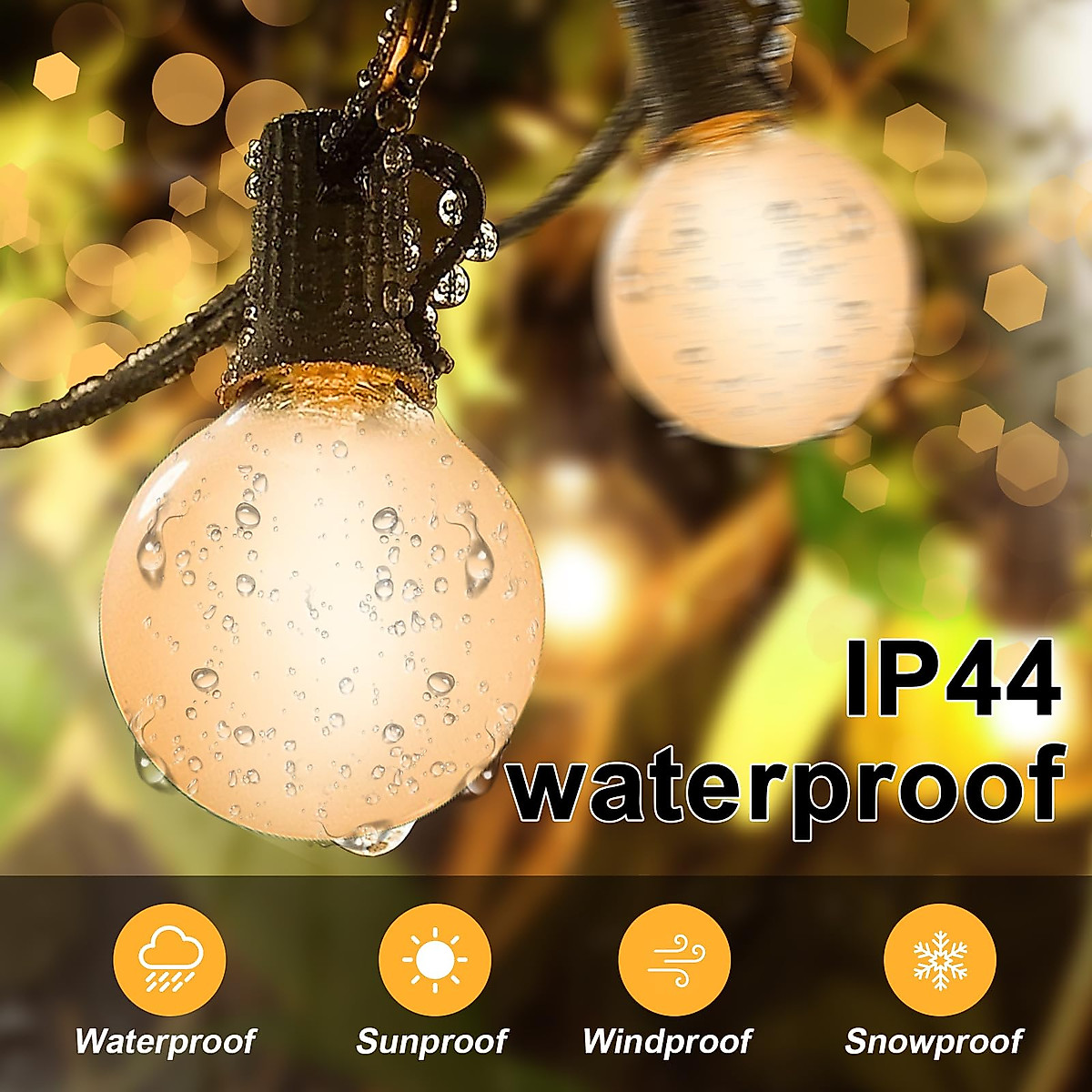 Pallerina 25 Pack G40 LED Globe Frosted Light Bulbs, Shatterproof Led Replacement Light Bulbs for Indoor Outdoor Christmas String Lights, E12 Screw Base 0.6watt, Warm White