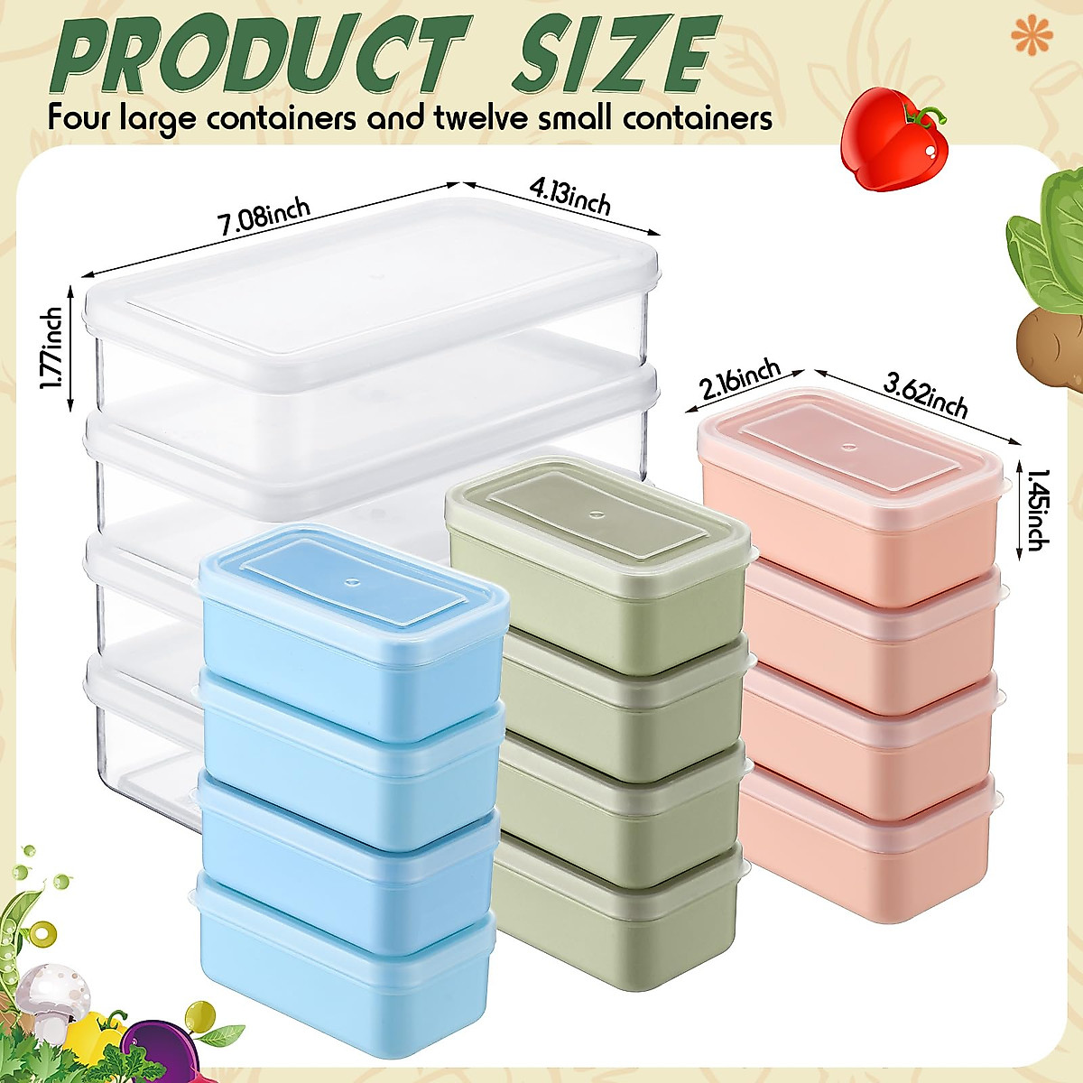 SiliFine 4 Set Snack Containers with 3 Removable Compartments Reusable Snack Box with Lids Stackable Meal Prep Containers for Fridge Charcuterie Candy Nuts Spice, Microwave Dishwasher Safe