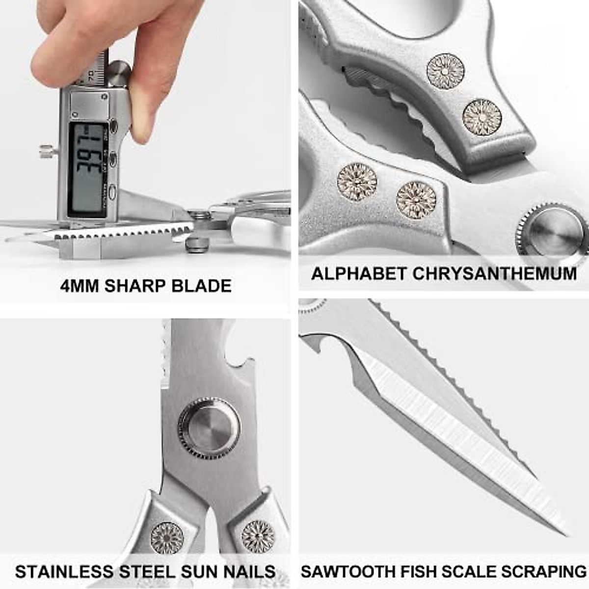 NileHome Kitchen Scissors, Scissors All Purpose, Scissors Heavy Duty for Kitchen Food Scissors, Non-Slip Stainless Steel Sharp Meat Scissors for Kitchen Sheers Cooking Scissors