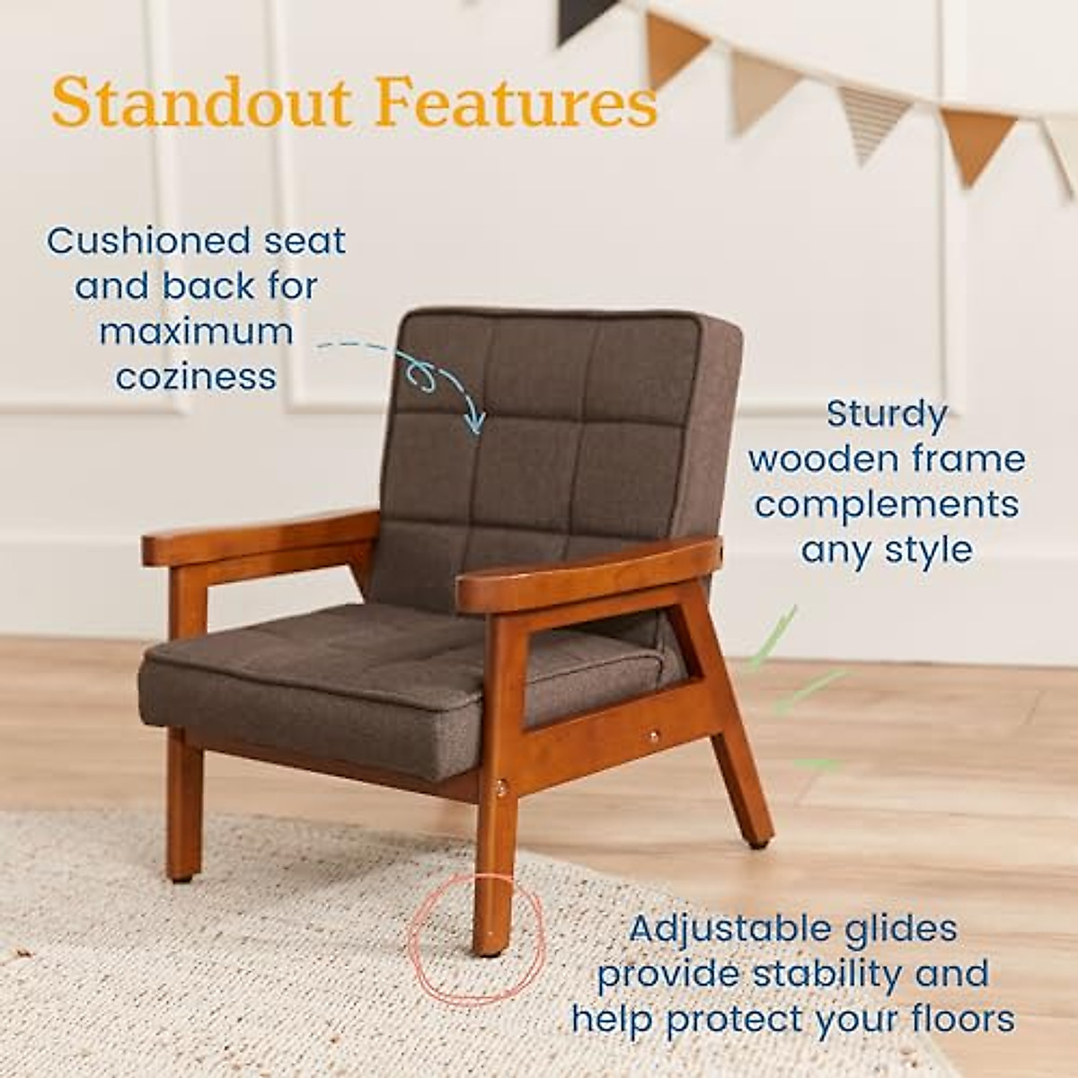 ECR4Kids Hadley Arm Chair, Kids Furniture, Raisin