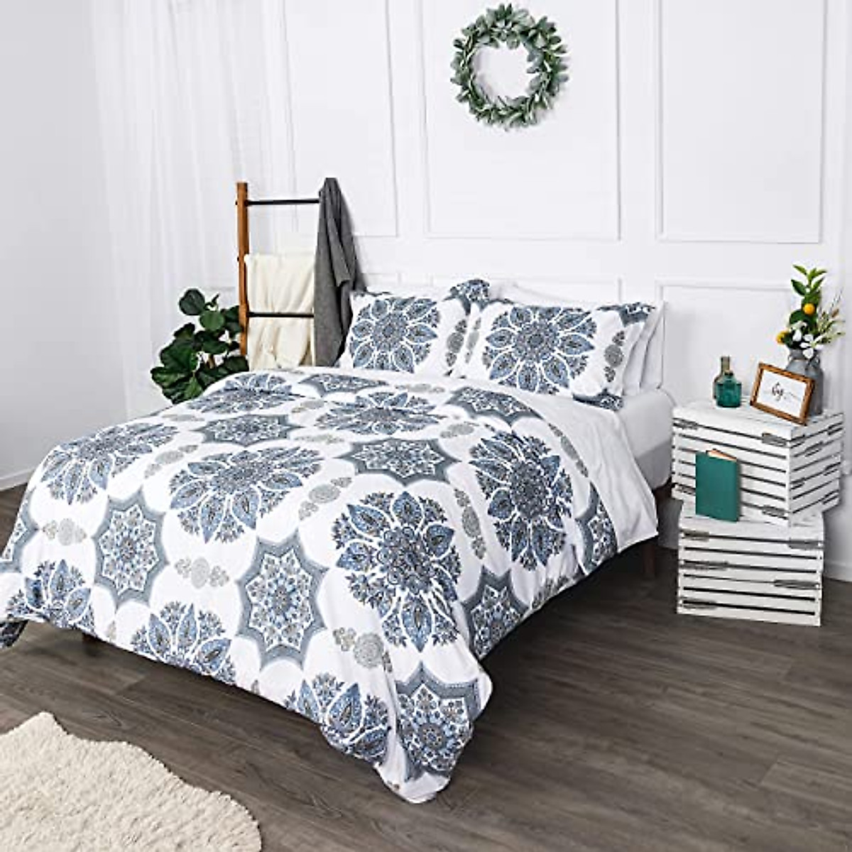 Infinity Collection - Premium Quality, Soft, Wrinkle, Fade, & Stain Resistant, Easy Care, Oversized Duvet Cover Set, King/California King, Blue