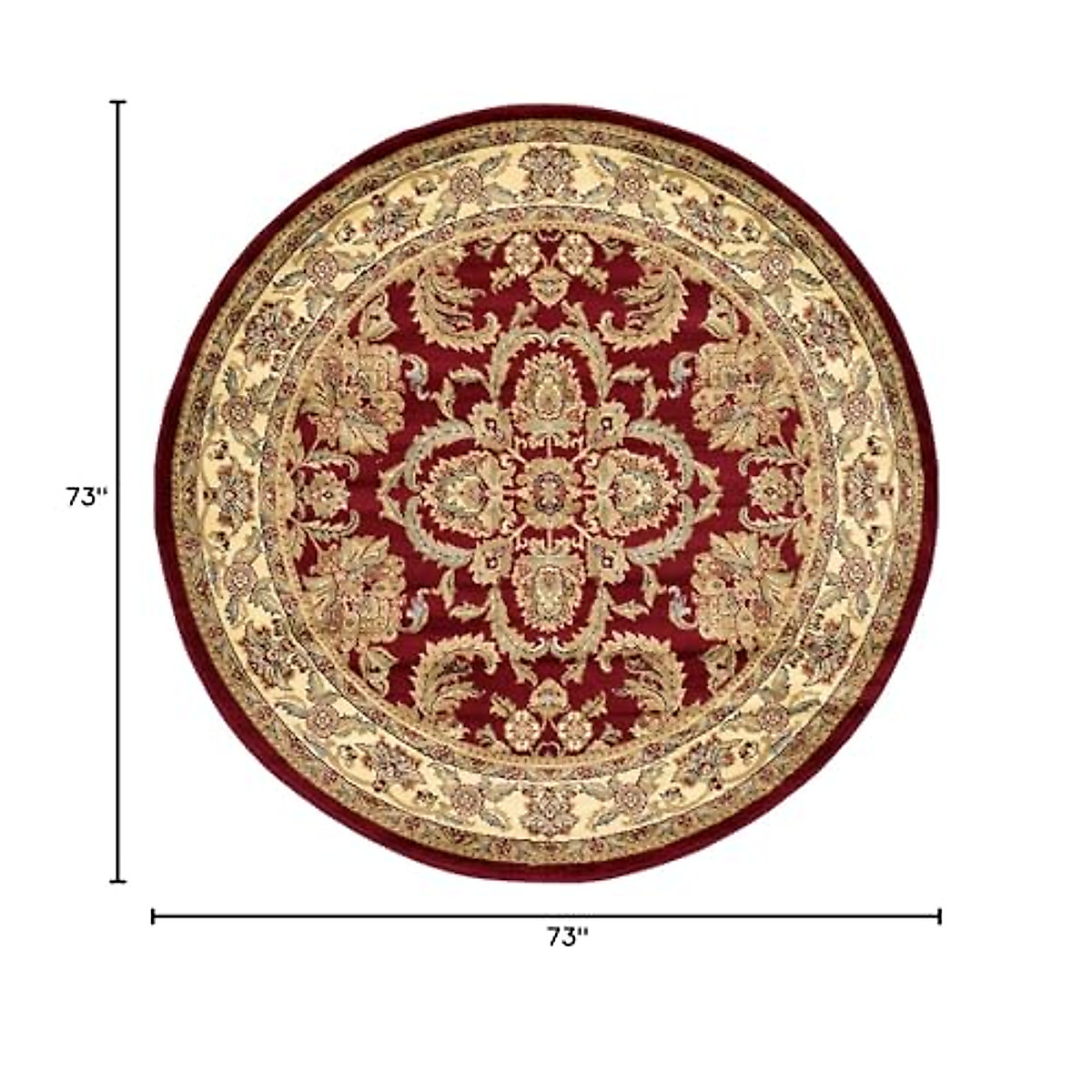 Unique Loom Voyage Collection Traditional Oriental Classic Intricate Design Area Rug (6' 0 x 6' 0 Round, Red/Tan)