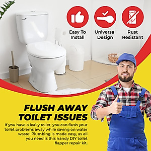 Qualihome Front Mount Chrome Toilet Handle Replacement Kit with 2 Inch Universal Toilet Flapper Replacement Kit and Stainless Steel Toilet Flapper Chain