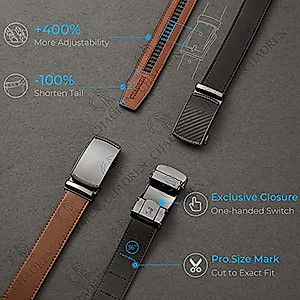 CHAOREN Ratchet Belt for Men - Mens Belt Leather 1 3/8" for Casual Jeans - Micro Adjustable Belt Fit Everywhere