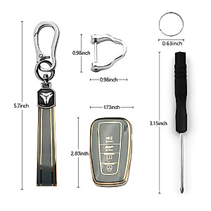 Fehlot For Toyota Key Covers,Soft TPU Protective Button Key Covers and Key Chains,Car Key Holder for Men & Women (Grey)