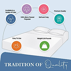 Thermee Micro Flannel California King-Size Sheet Set, Machine Wash-Dry, No Pilling, 18" Deep Pocket, 2 King Pillowcases, Blue Spruce
