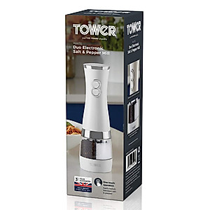 Tower Duo Electric Salt/Pepper Mill, White